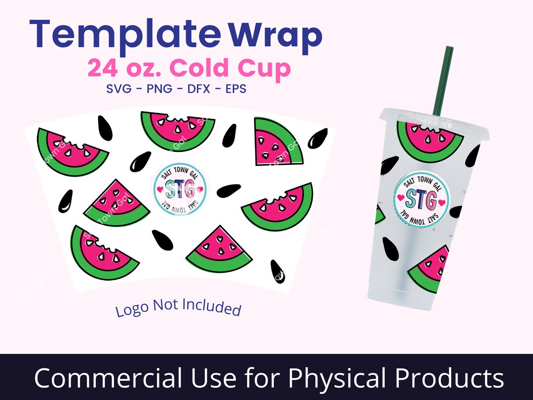 Watermelon Full Wrap Svg-watermelon Cold Cup Template Png-melon Venti ...