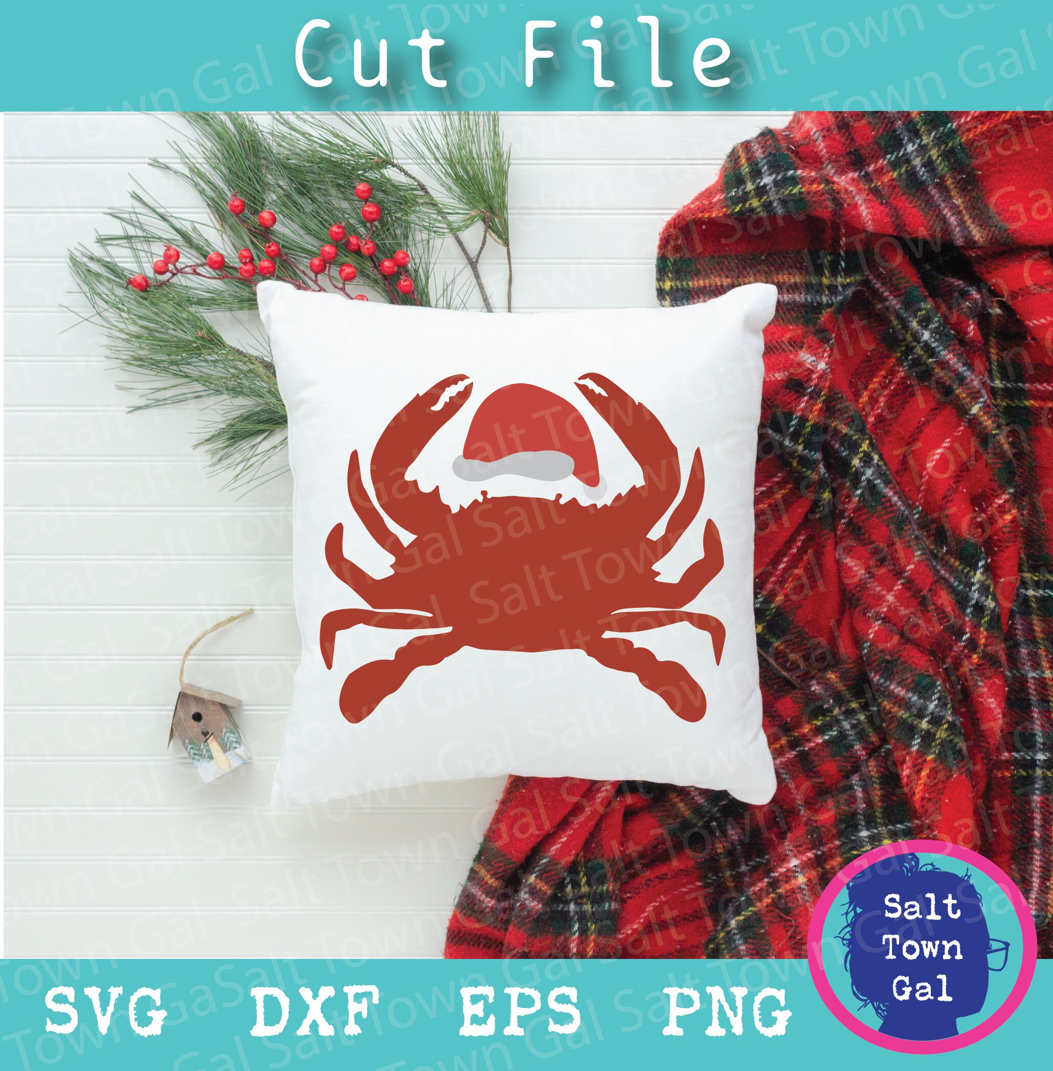 Santa Claws Svg-christmas Crab Png-tropical Christmas - Etsy