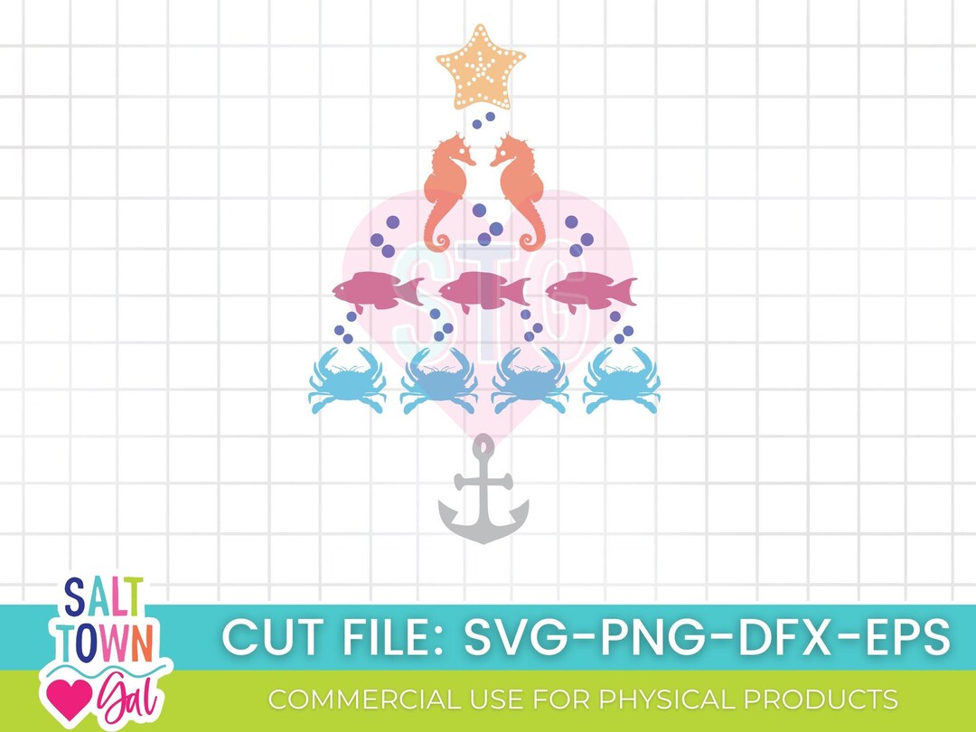 Beach Christmas Tree Svg-coastal Christmas Png-christmas in July Design ...