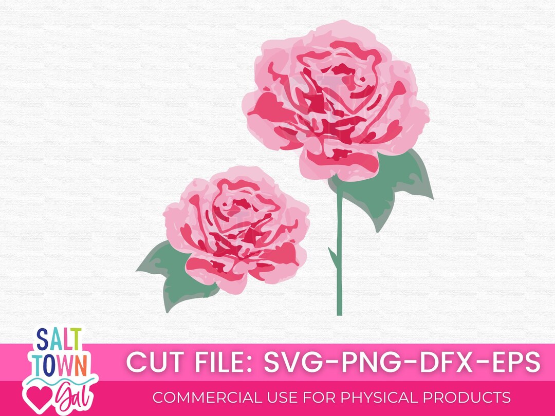 Roses Svg-pink Floral Png-rose Cut File-spring Roses Vector-blossom ...
