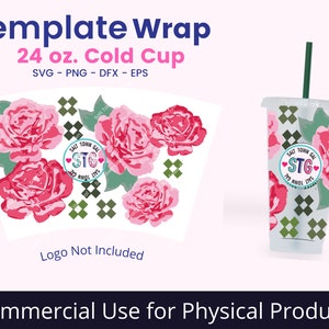 Roses Full Cup Wrap Svg-colorful Floral Template-pink Tumbler Cut File ...