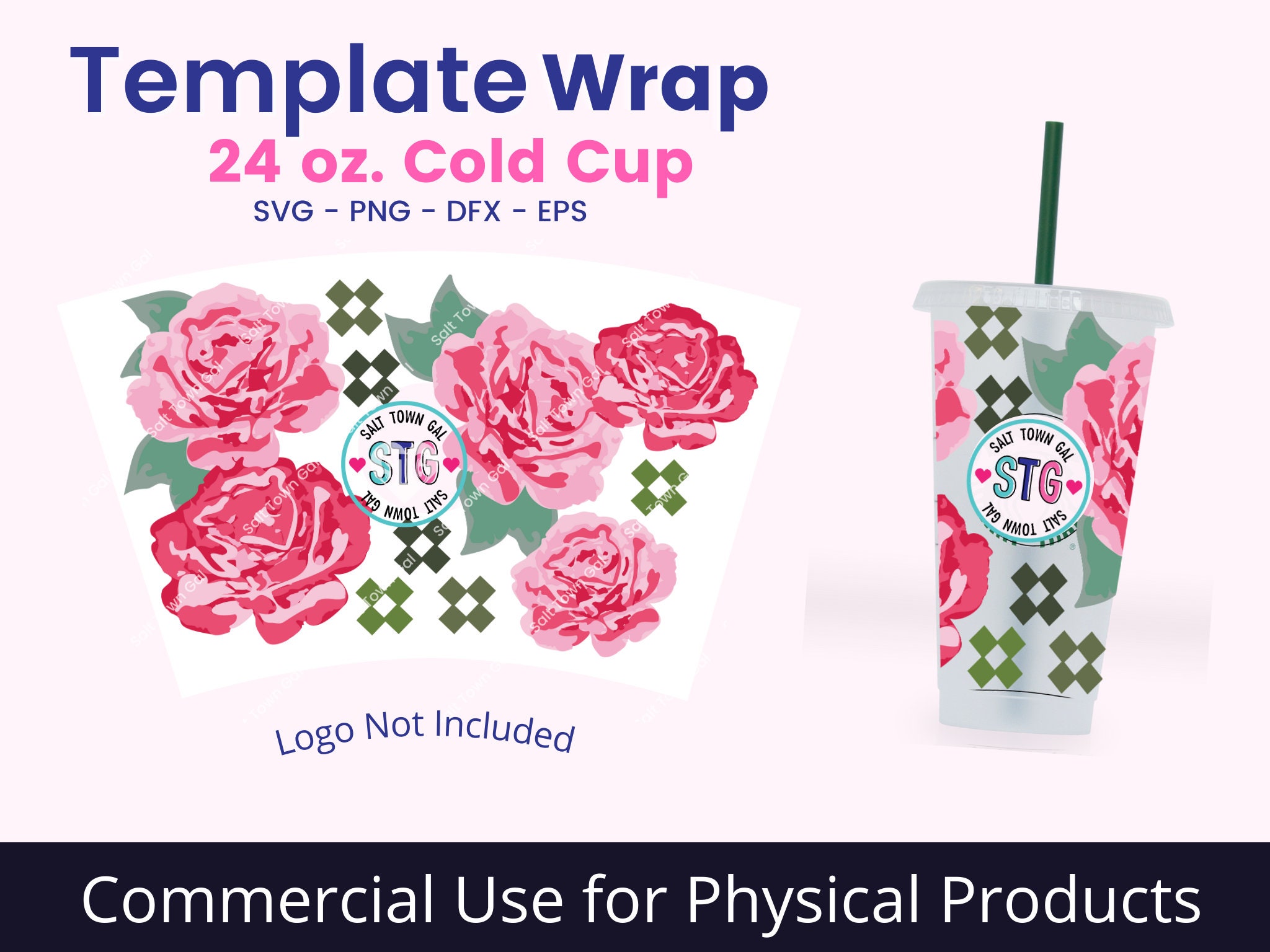 Roses Full Cup Wrap Svg-colorful Floral Template-pink Tumbler - Etsy