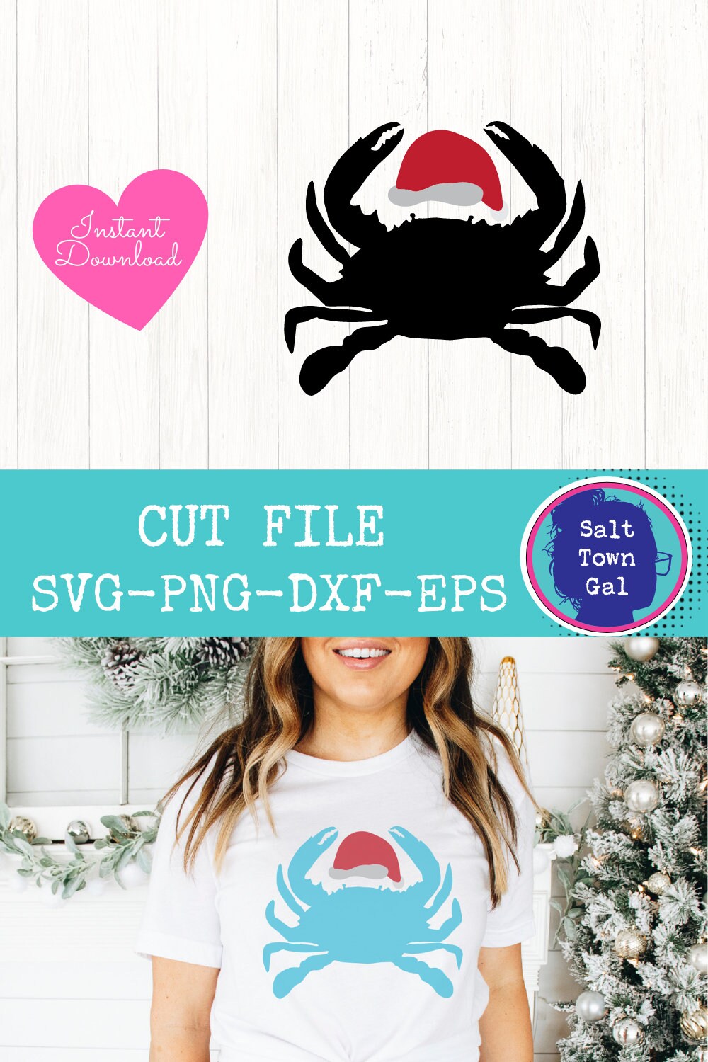 Santa Claws Svg-christmas Crab Png-tropical Christmas - Etsy