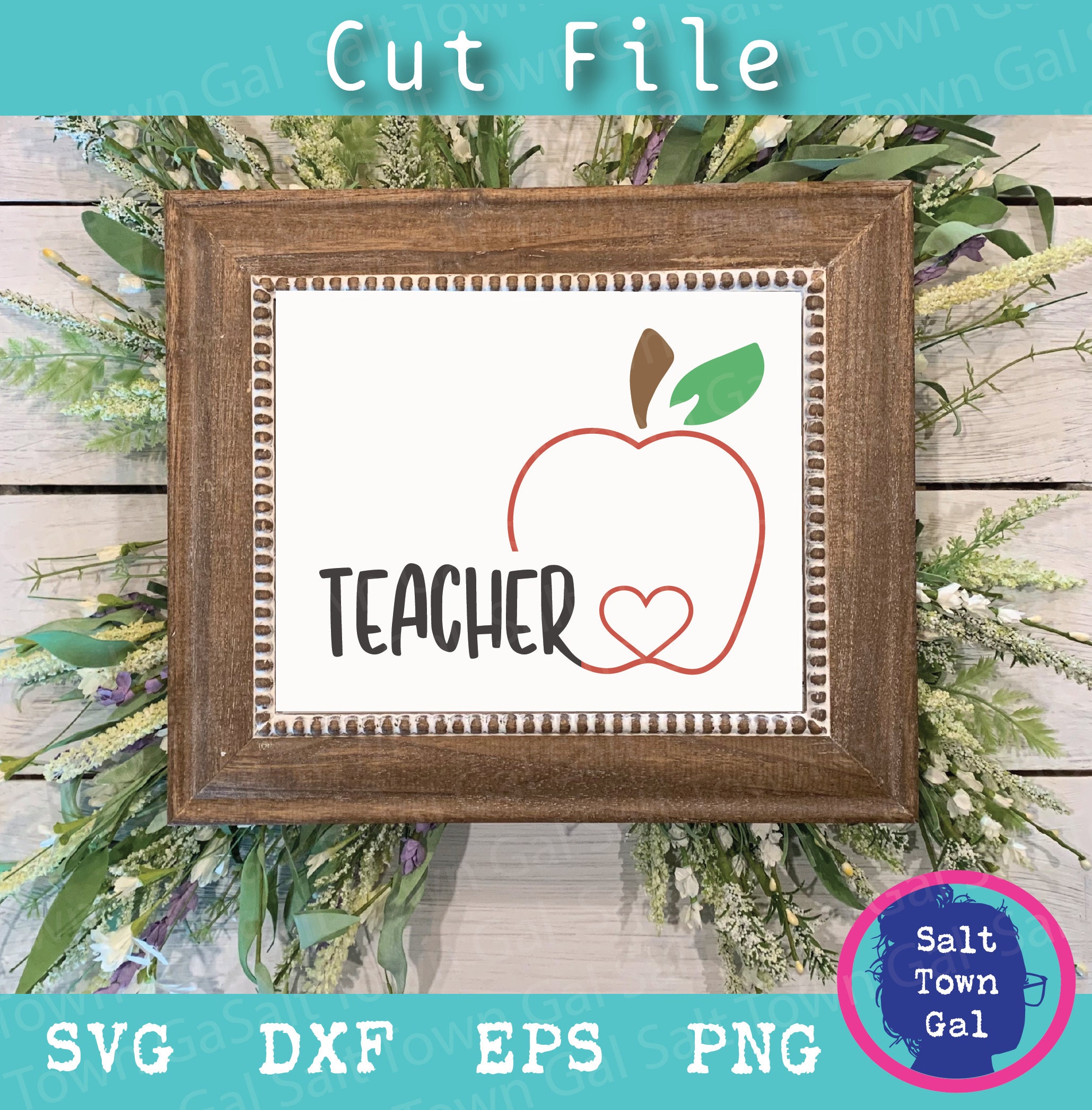 Teacher Apple Heart Svg-teacher Png-teacher Life Cut | Etsy