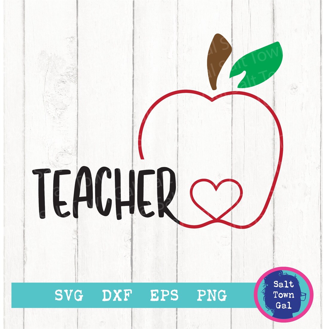 Teacher Apple Heart Svg-teacher Png-teacher Life Cut - Etsy