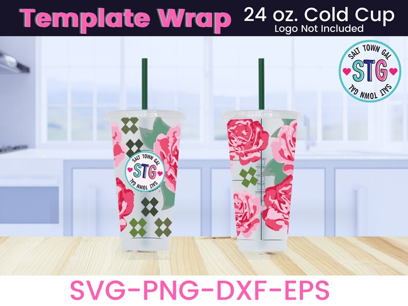 Roses Full Cup Wrap Svg-colorful Floral Template-pink Tumbler - Etsy
