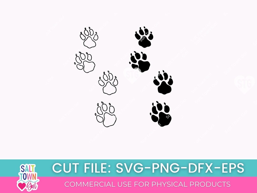 Cub Paw Print Svg- Wolf Paw PNG- Animal Paw Print Design- Wolf Track ...