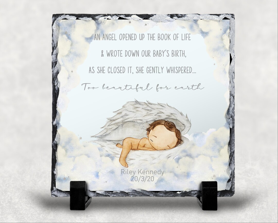 Personalised Angel Memory Slate, Baby Infant Loss, Photo Slate - Etsy UK