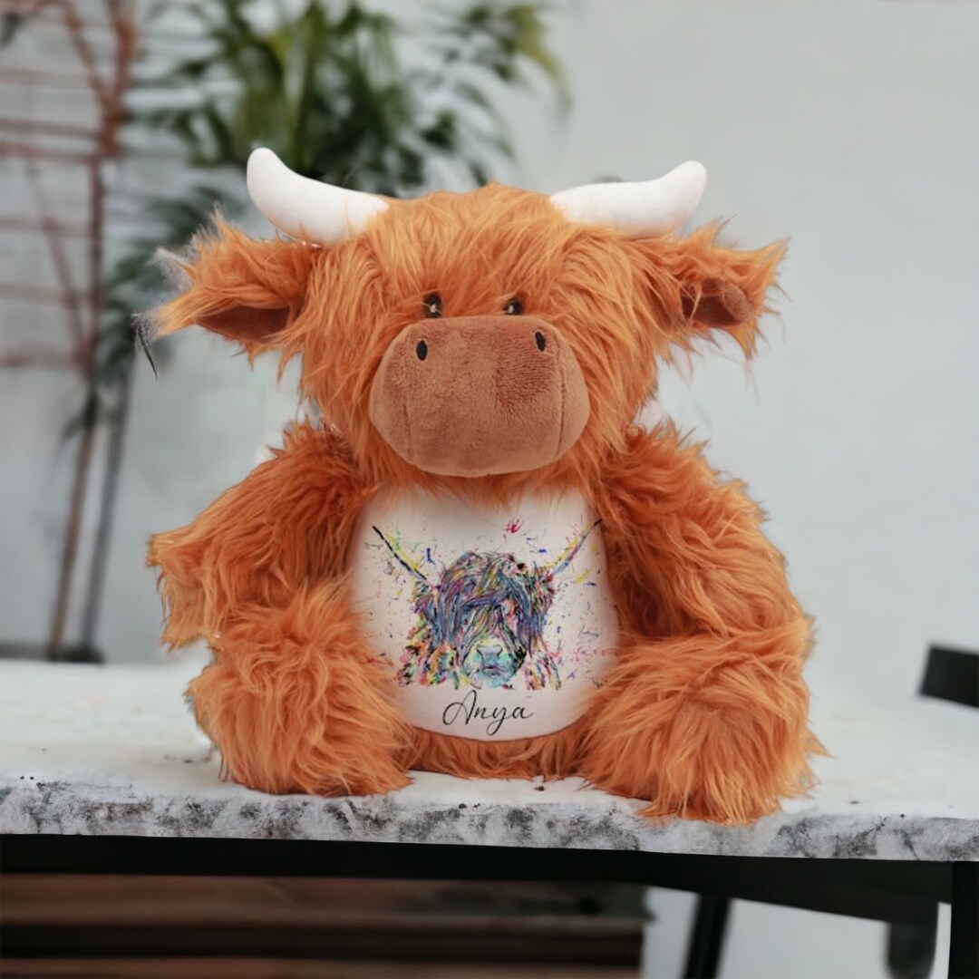 Personalised Highland Cow. Mumbles Soft Toy. - Etsy UK