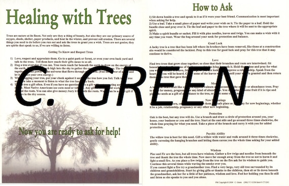 Healing With Trees Chart Printed in Cassadaga Florida | Etsy