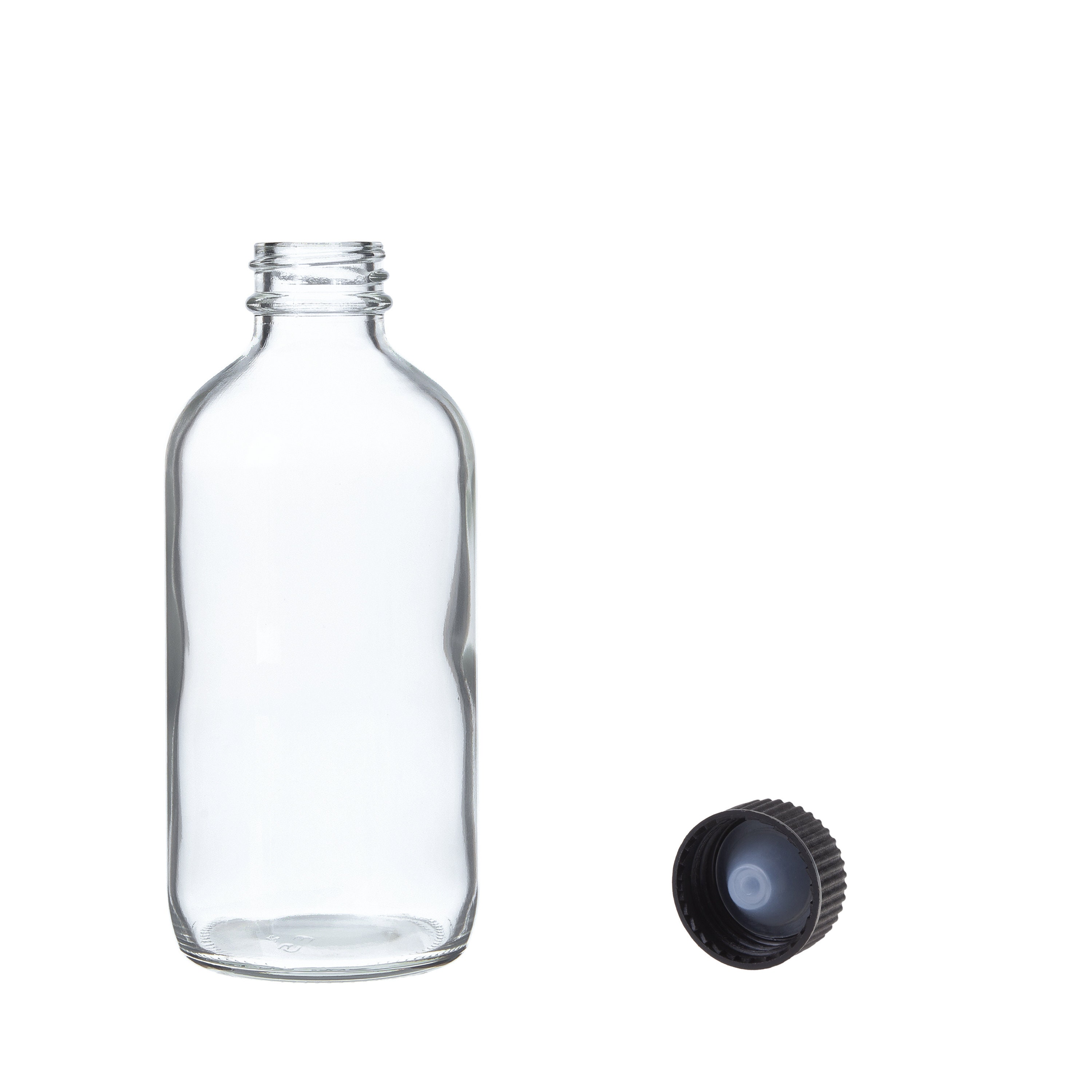 2oz / 60ml Clear Glass Boston Round Bottles With Screw Top Lid Cap ...