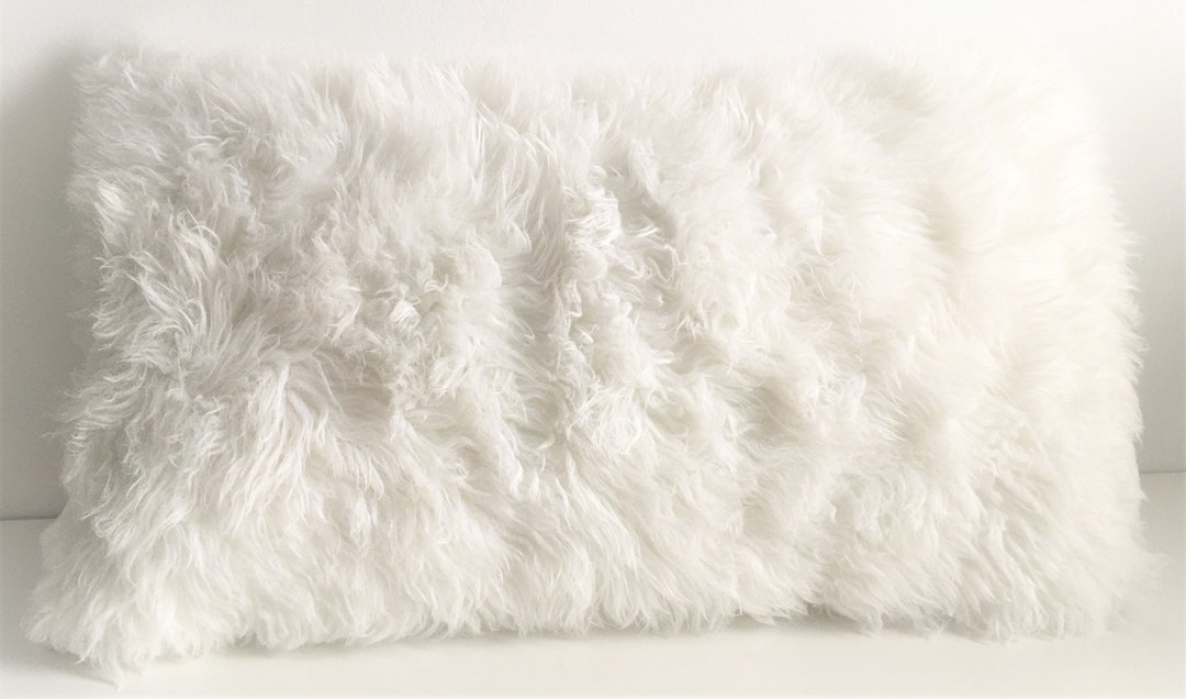 White Lumbar Faux Fur Cover | Soft White Faux Fur Pillow Cover | White ...
