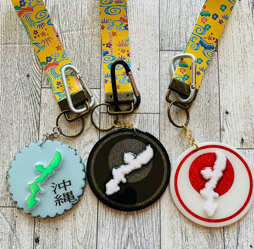 Okinawa Keychain Wristlet, Hibiscus Keychain, 3D Okinawa, Gift for Wife ...