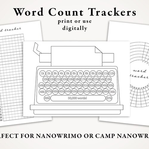 Word Count Tracker Bundle Perfect for Nanowrimo & Camp - Etsy