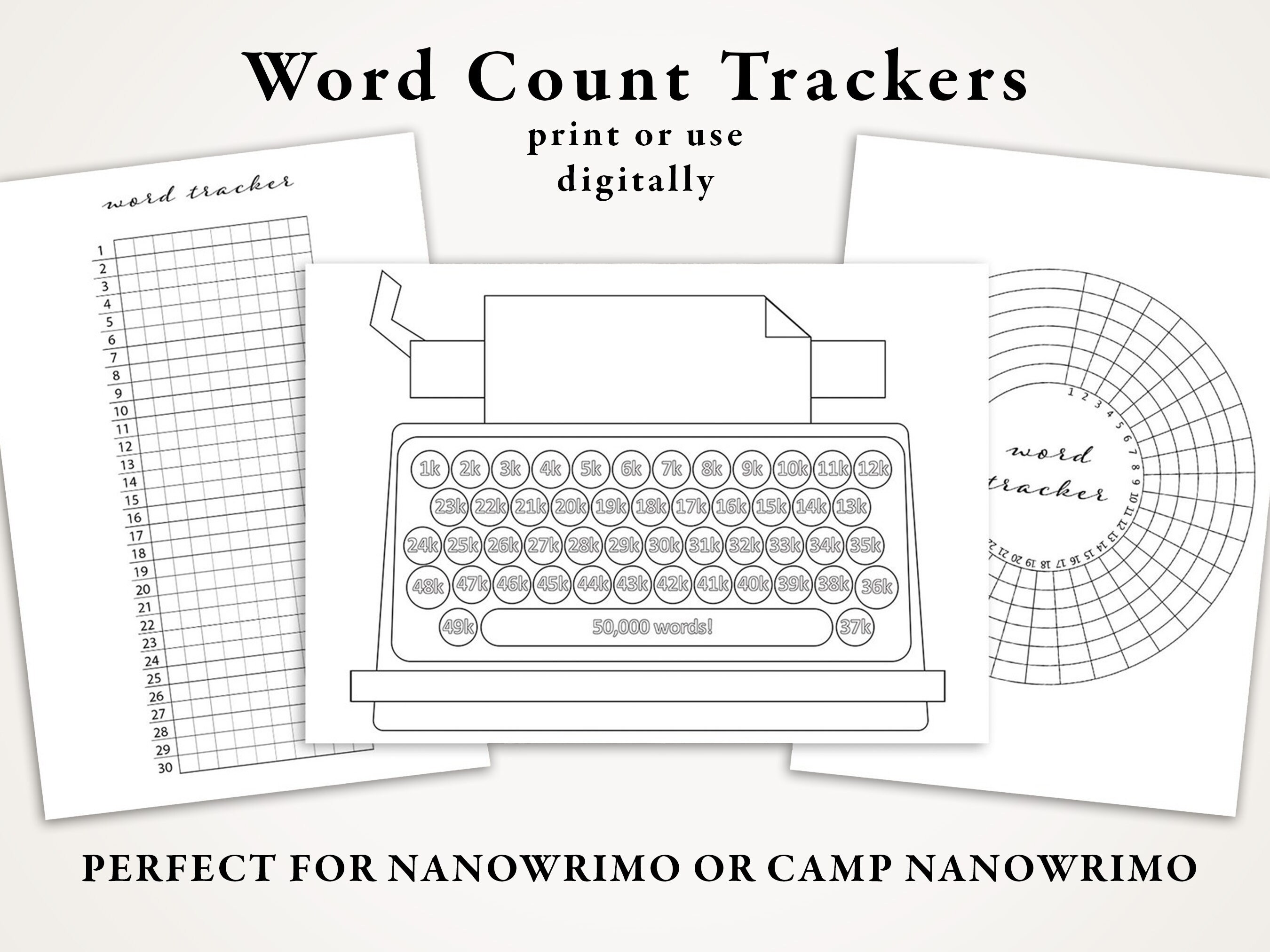 Word Count Tracker Bundle - Perfect for Nanowrimo & Camp Nanowrimo!! - Etsy