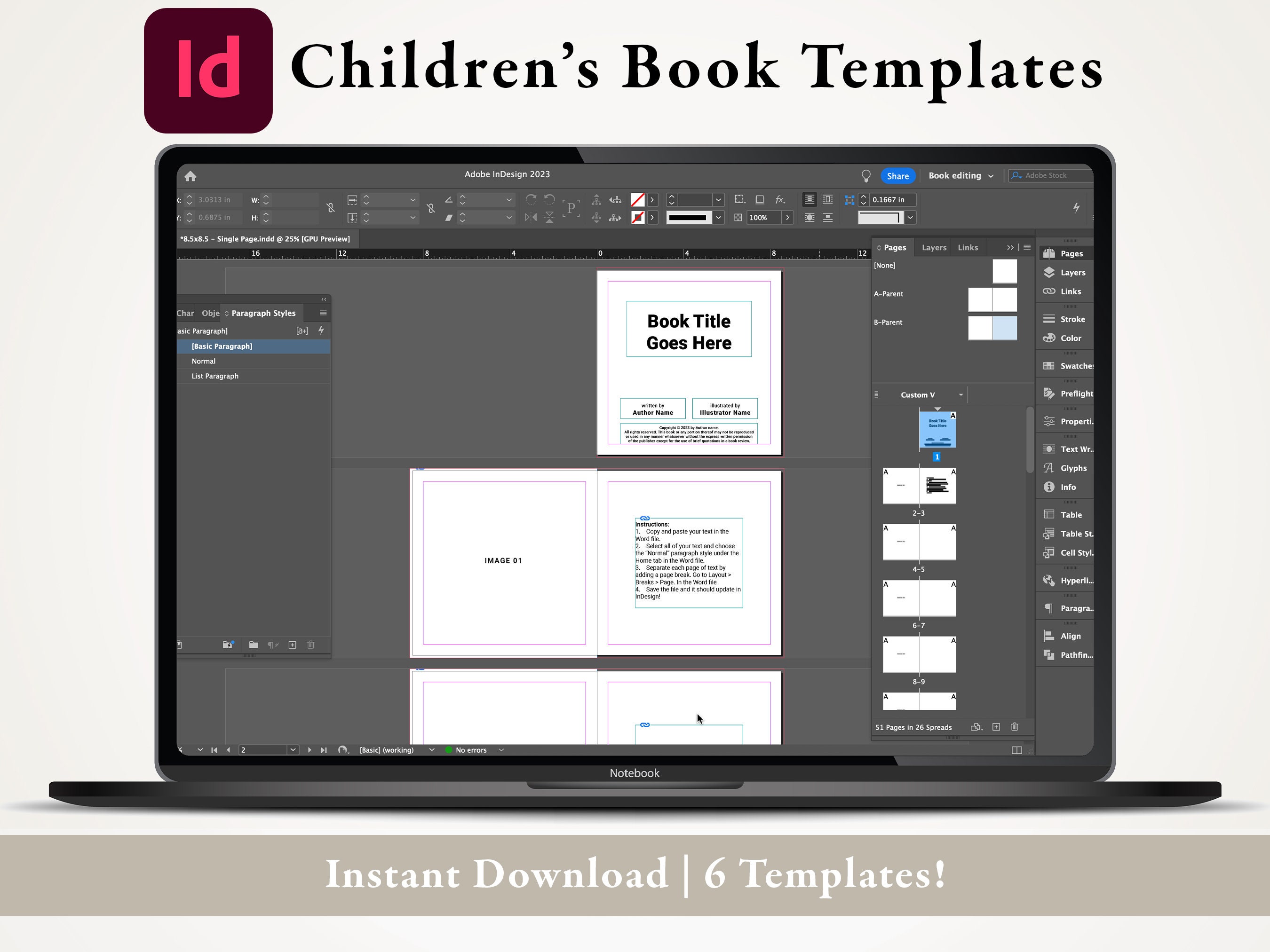 Indesign Templates for Children's Book Formatting - Etsy