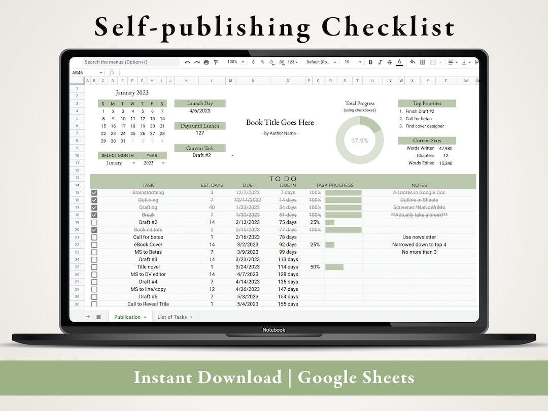 Digital Self-publishing Spreadsheet for Writers | Indie Publishing ...