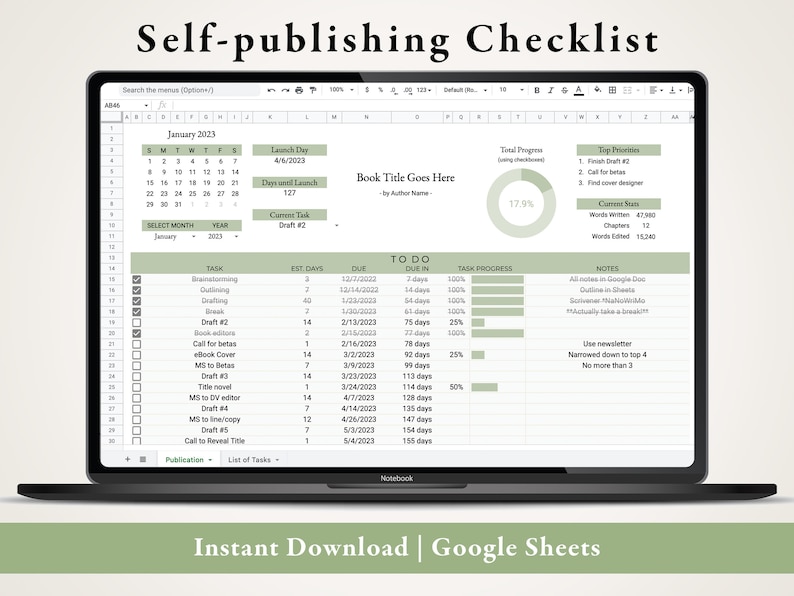 Digital Self-publishing Spreadsheet for Writers | Indie Publishing ...