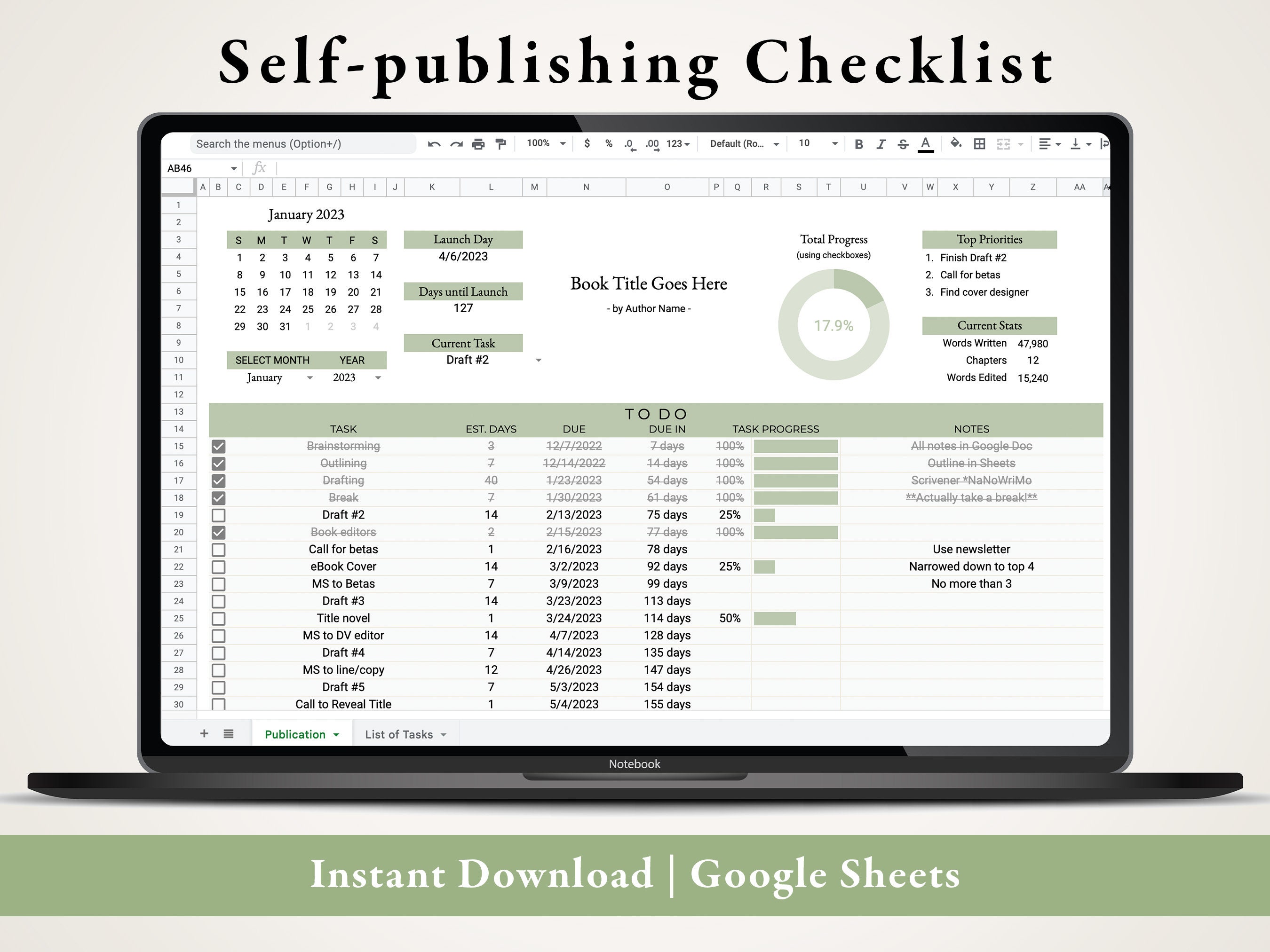 Digital Self-publishing Spreadsheet for Writers | Indie Publishing ...