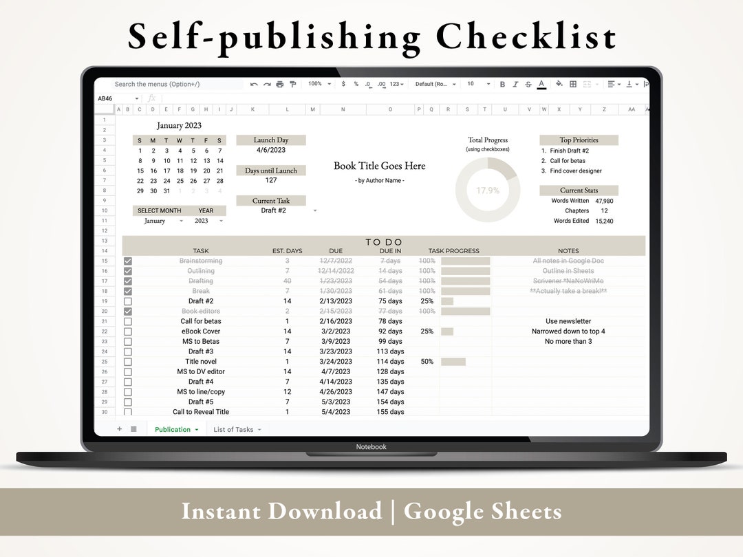 Digital Self-publishing Spreadsheet for Writers | Indie Publishing ...