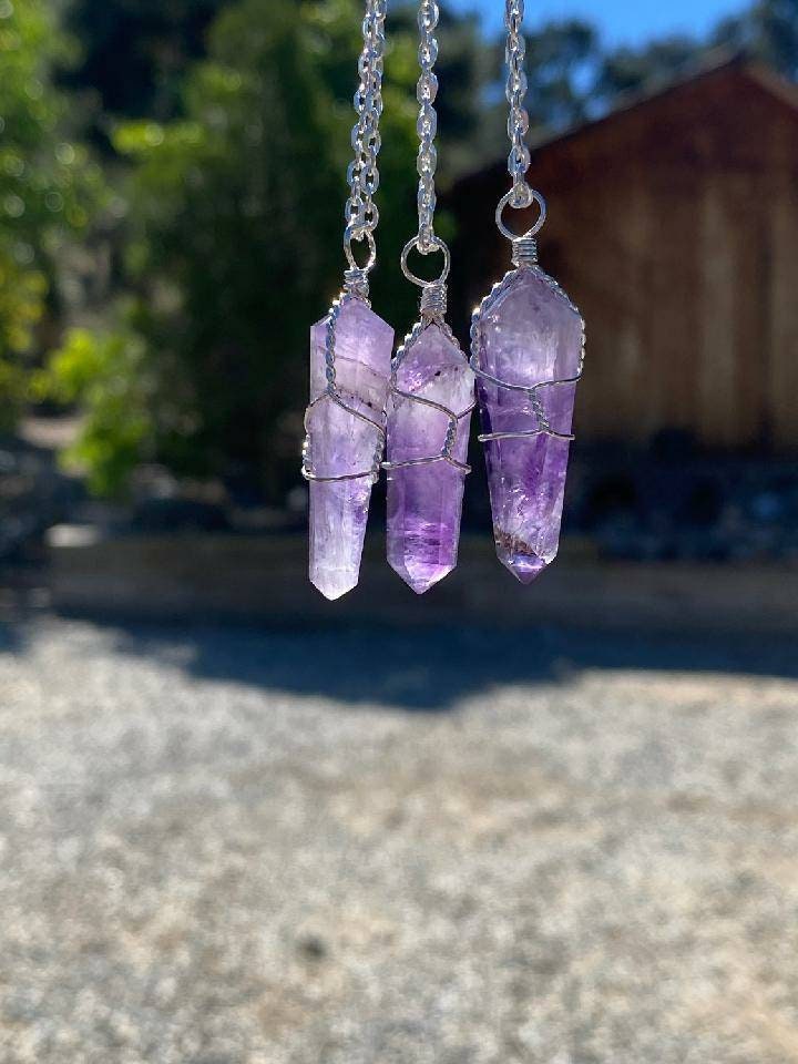 Amethyst Necklace Amethyst Pendant Healing Necklace Crystal - Etsy