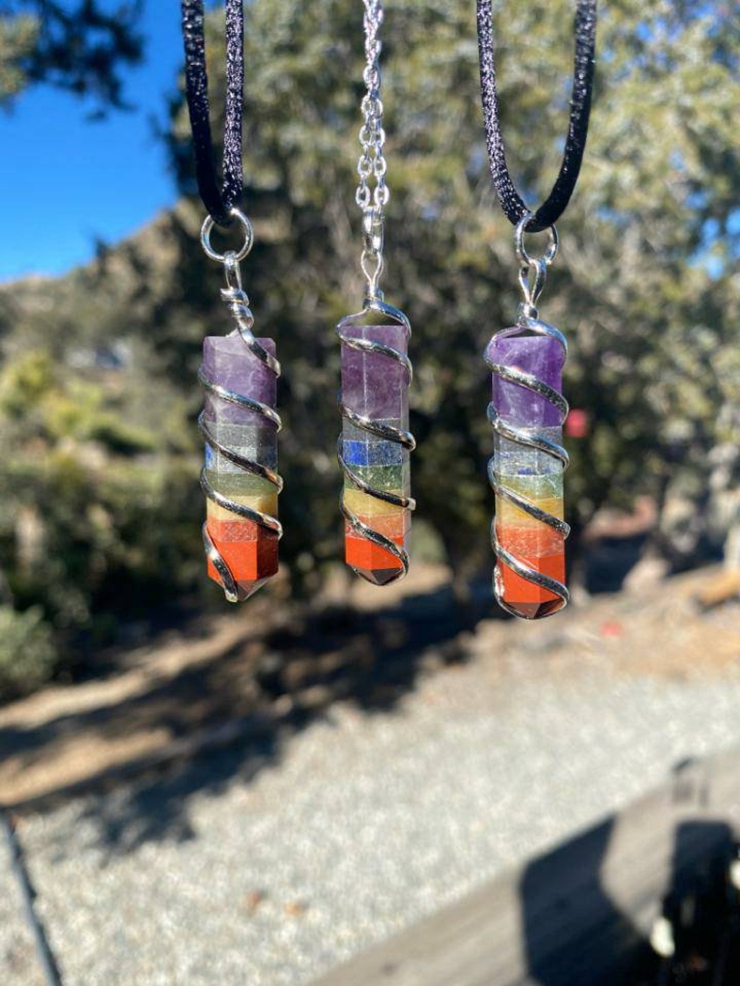 Chakra Pendant, Chakra Necklace, Chakra Jewelry, Coil Wrapped Pendant ...