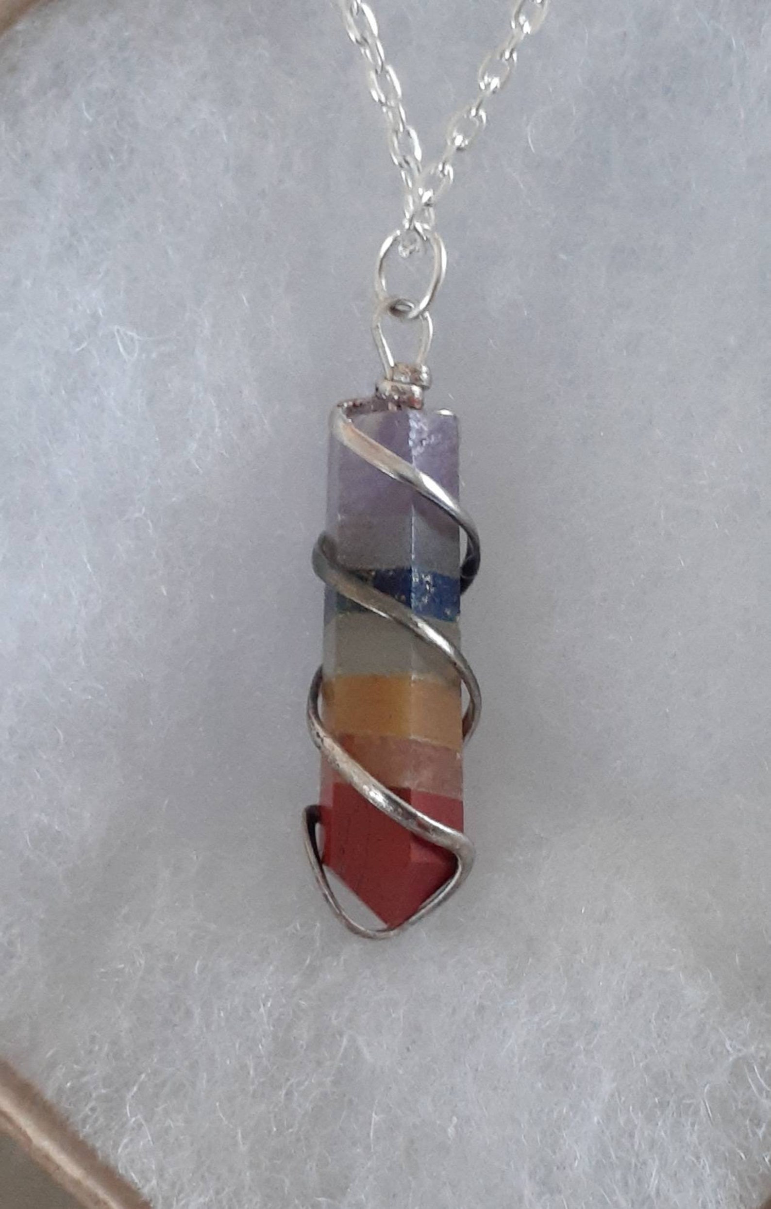 Chakra Pendant, Chakra Necklace, Chakra Jewelry, Coil Wrapped Pendant ...