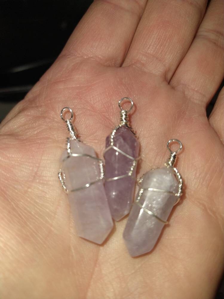 Amethyst Necklace Wire Wrapped Necklace Amethyst Jewelry | Etsy