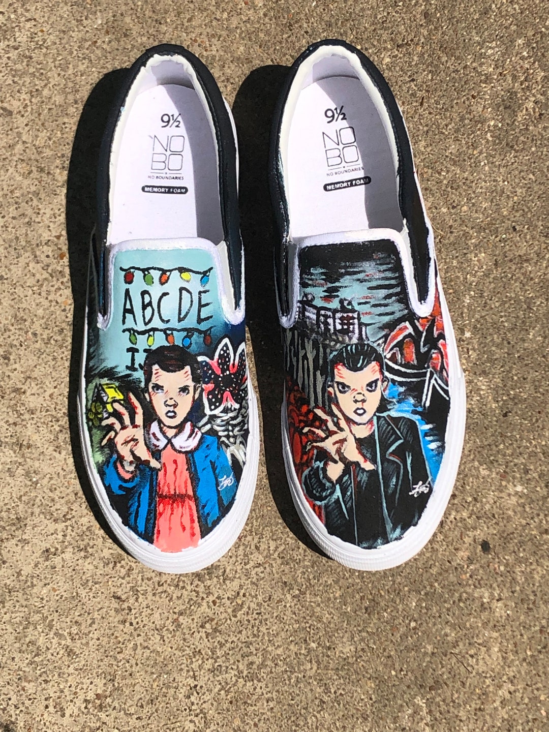 Custom Hand Painted Stranger Things Eleven Upside Down Slip on Shoes - Etsy