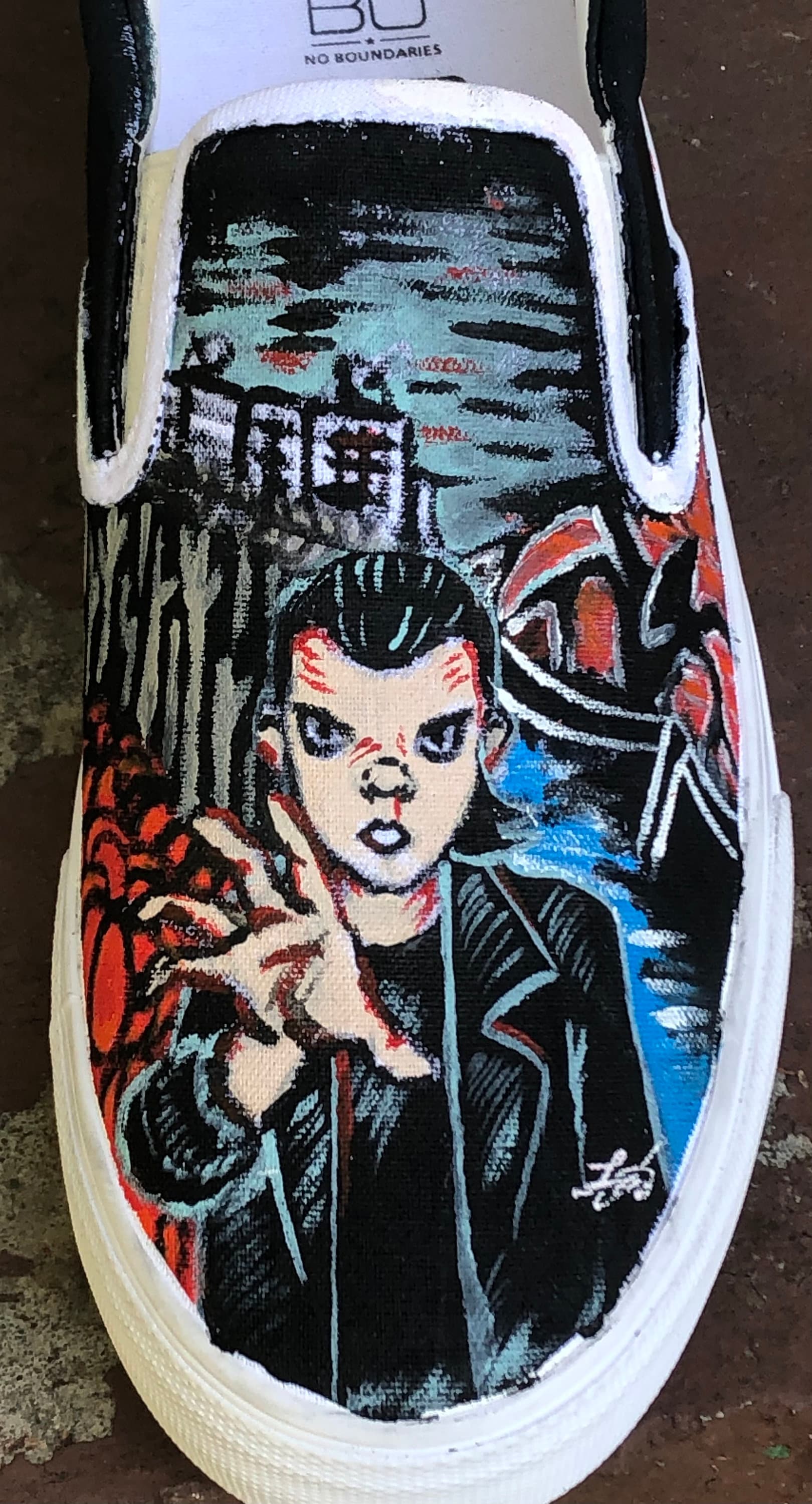 Custom Hand Painted Stranger Things Eleven Upside Down Slip on Shoes - Etsy