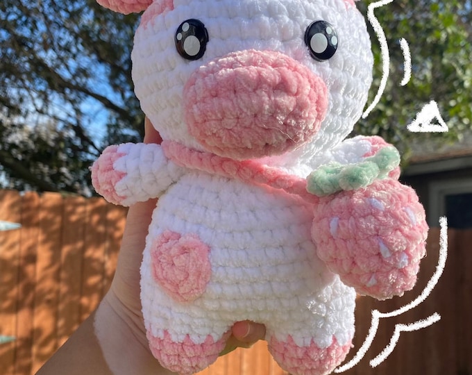 Made to Orderstrawberry Cow Plushie, Handmade Cow - Etsy