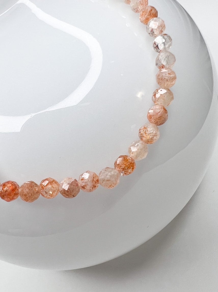 Sunstone Crystal Stretch Bracelet Faceted Gemstone Bracelet - Etsy