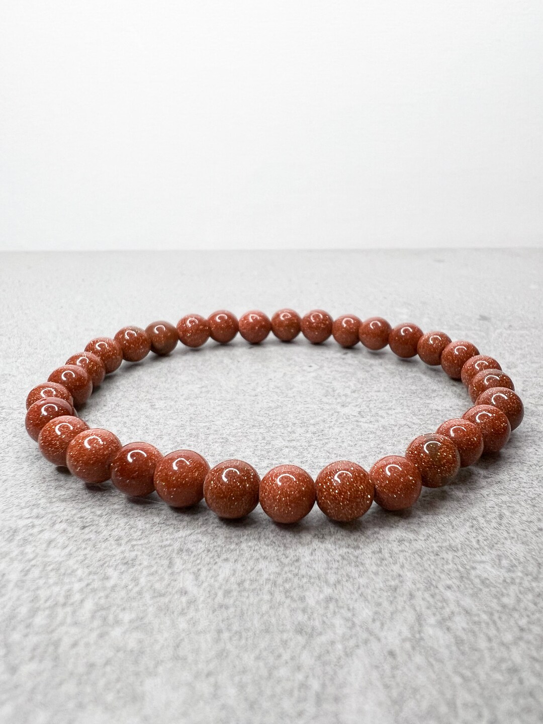 Burnt Orange Goldstone Sandstone Stretch Bracelet, Clay Orange Gemstone ...