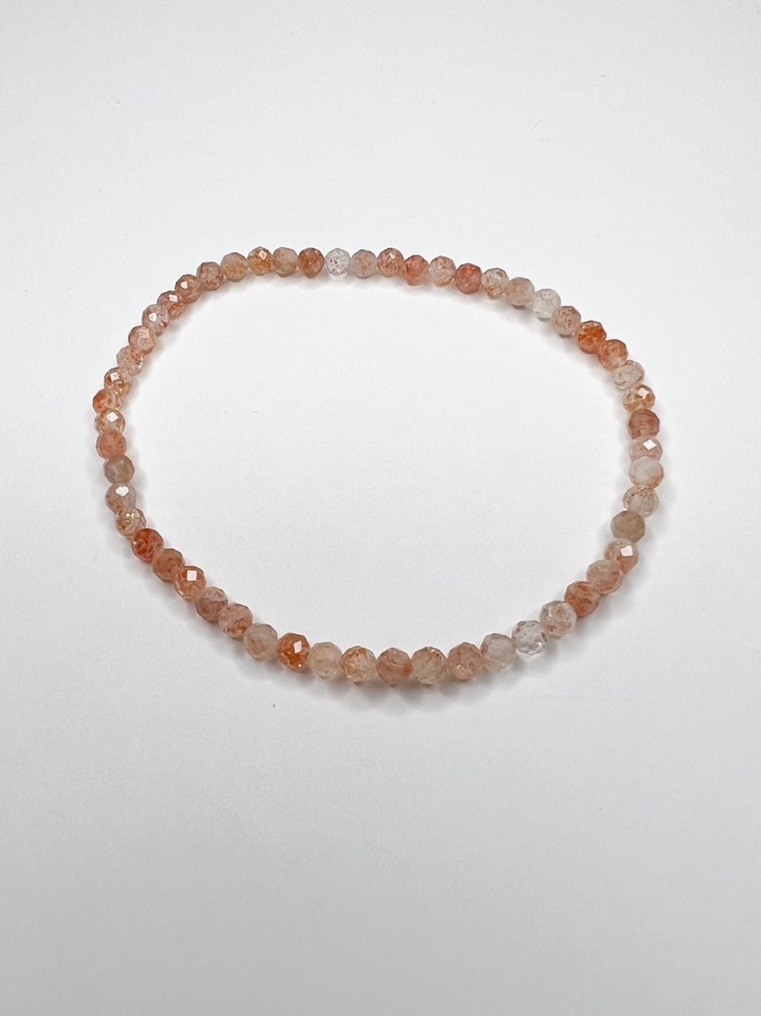 Sunstone Crystal Stretch Bracelet, Faceted Gemstone Bracelet, Orange ...