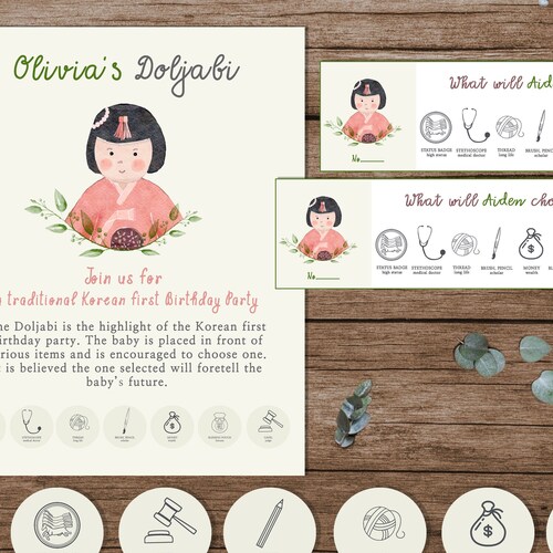 Doljabi Set Printable Korean First Birthday Korean Baby Boy - Etsy
