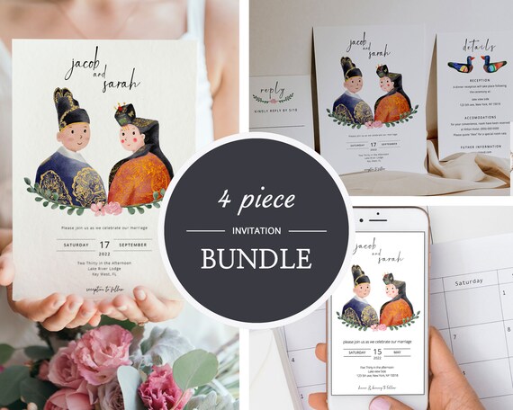 Korean Traditional Wedding Invitation Template Set-self - Etsy