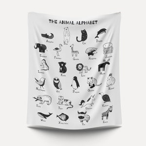 Customized Minimalist Animal Alphabet Tapestry-mordern Nursery Alphabet ...