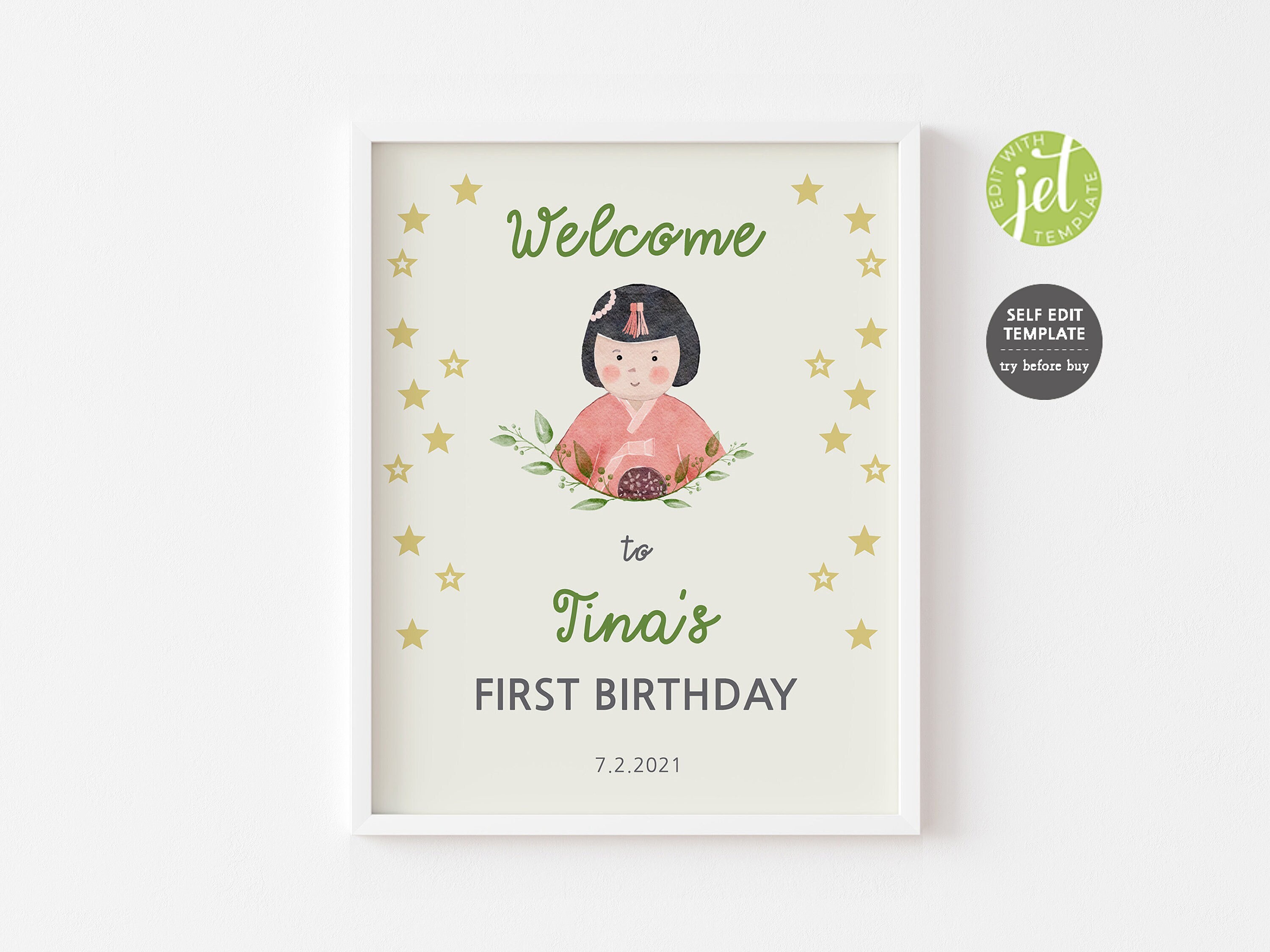 Doljabi WELCOME SIGN- Korean Baby First Birthday, Digital Printable ...