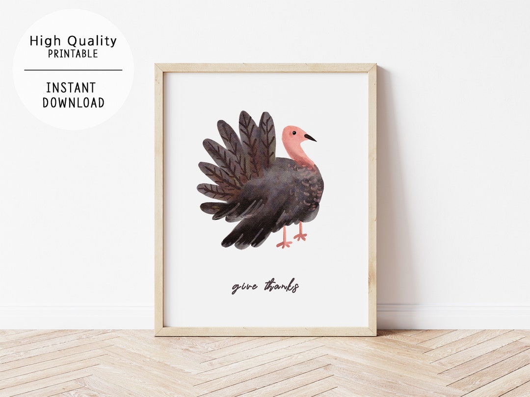 Watercolor Turkey Digital Print ,printable Fall Art, Wall Decor ...