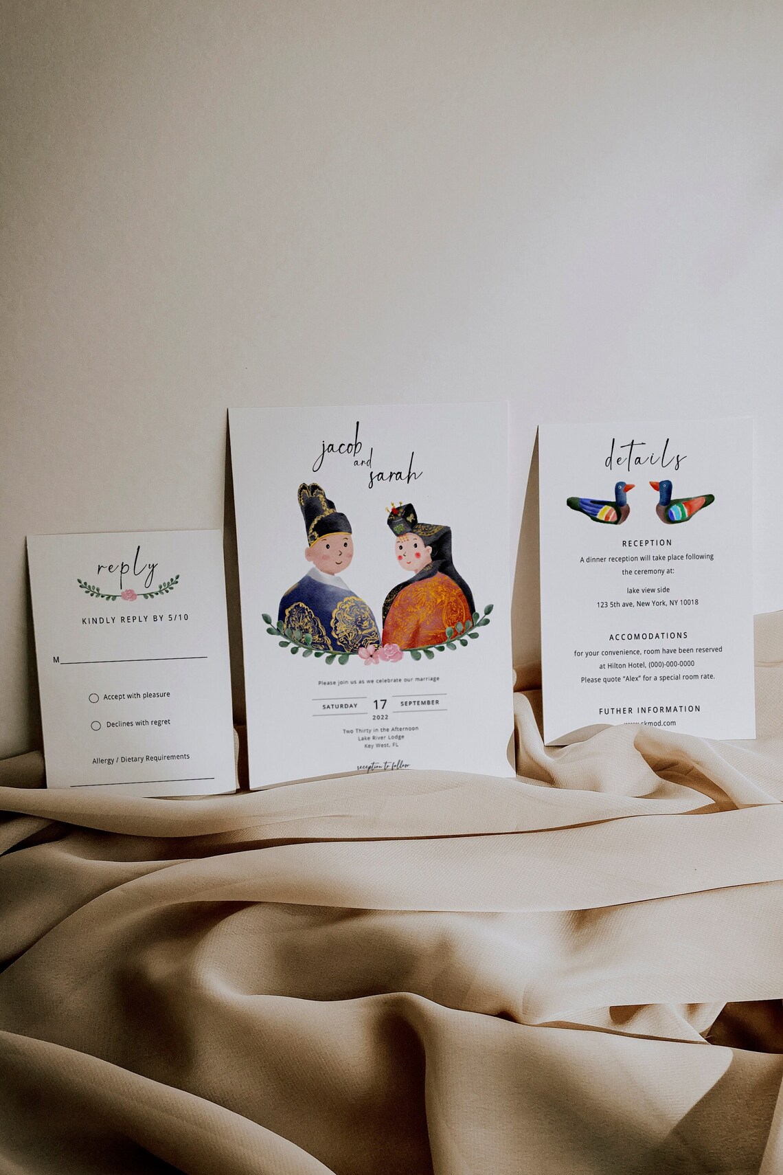 Korean Traditional Wedding Invitation Template Set-self | Etsy