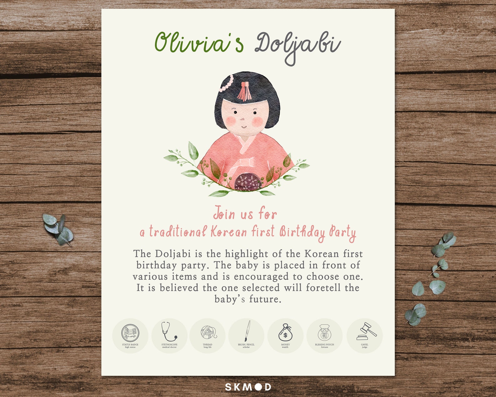Doljabi Set Printable Korean First Birthday Korean Baby Boy - Etsy