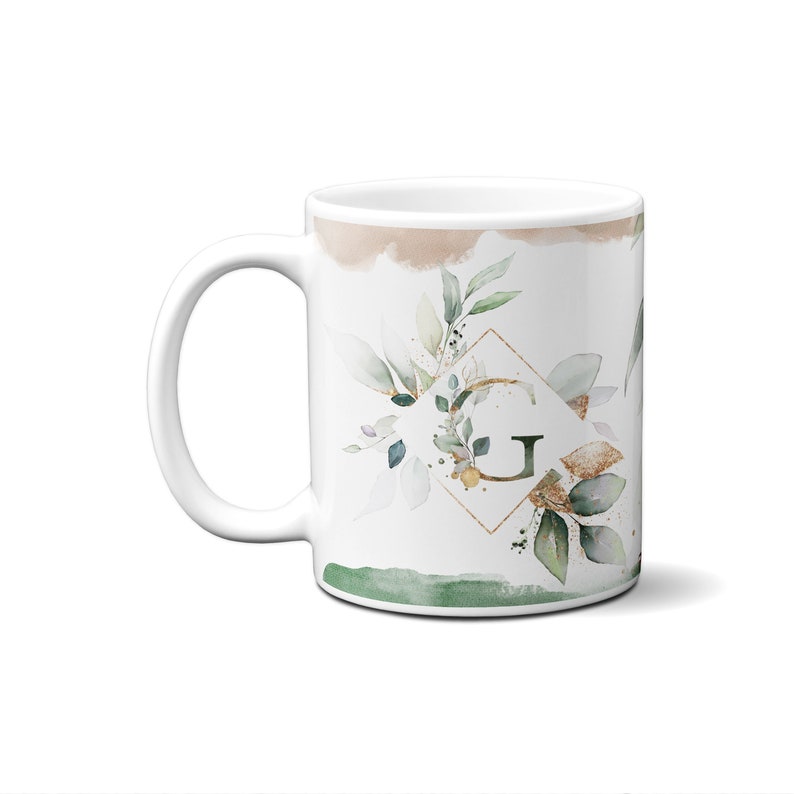 Floral Initial Mug: Personalized Alphabet Letter Gift Cup - Etsy