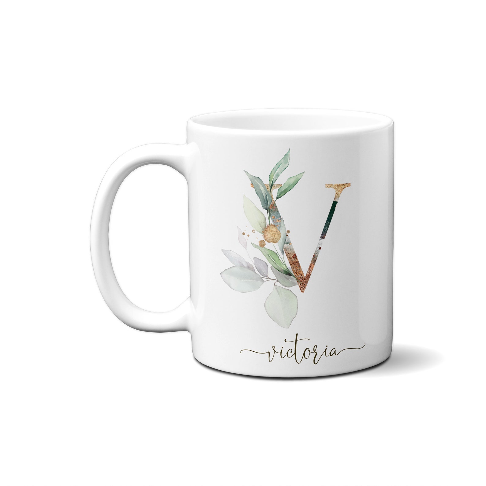 Floral Name Monogram Letter Mug Initial Flower Alphabet Cup - Etsy