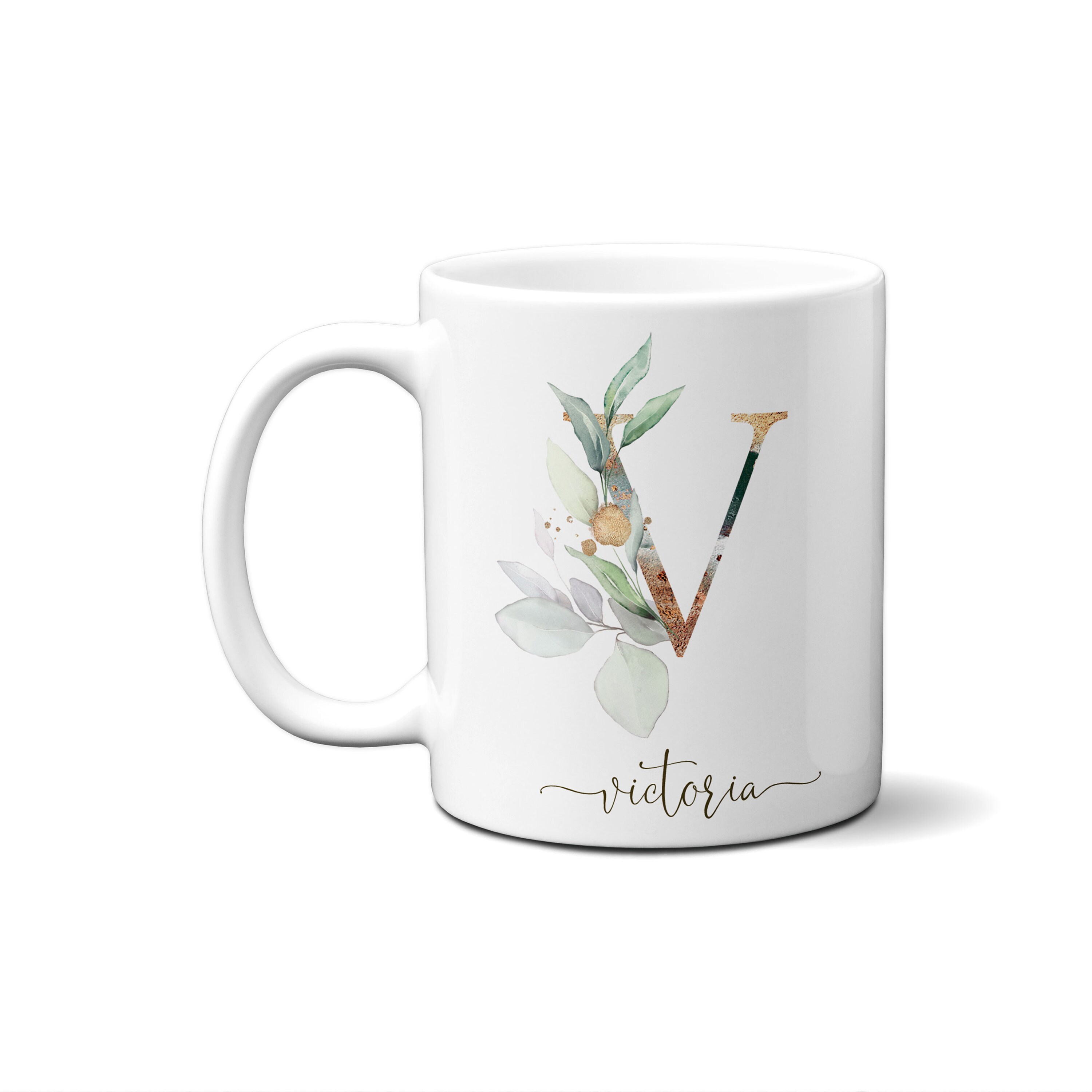 Floral Name Monogram Letter Mug Initial Flower Alphabet Cup - Etsy