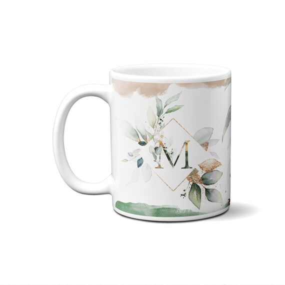 Flowered Letter & Name Mug Personalize Flowery Letter Custom | Etsy