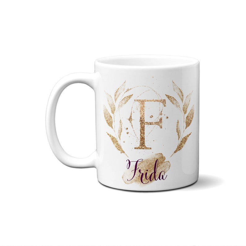 Floral Initial Mug: Personalized Alphabet Letter Gift Cup - Etsy