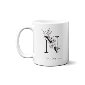 Floral Initial Mug: Personalized Alphabet Letter Gift Cup - Etsy