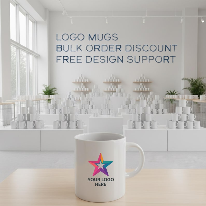 Bulk Custom Logo Mugs – Promotional White 11oz Ceramic Cups for Events ...