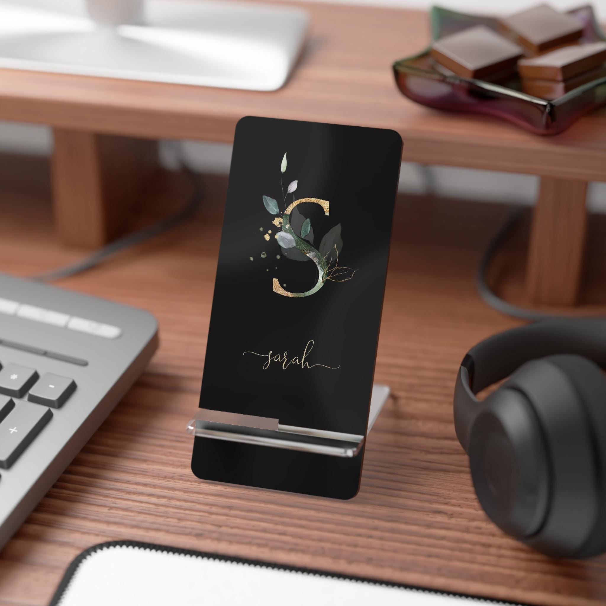 Cell Phone Stand - Personalized With Floral Monogram and Name - Etsy