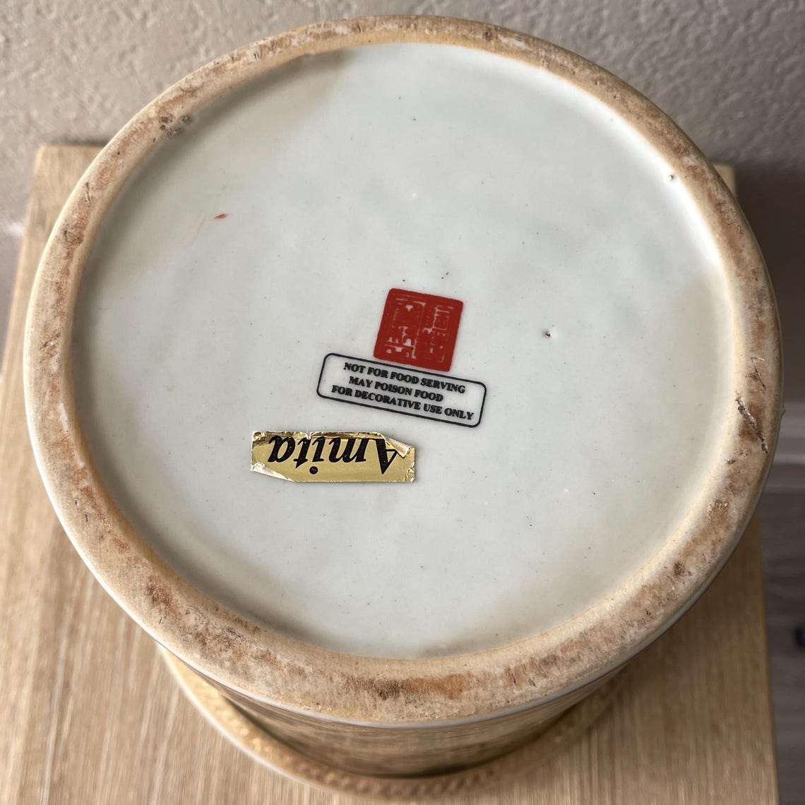 Antique Amita Set 2 Gold Chinese Porcelain Hand Painted Planter Tissue ...